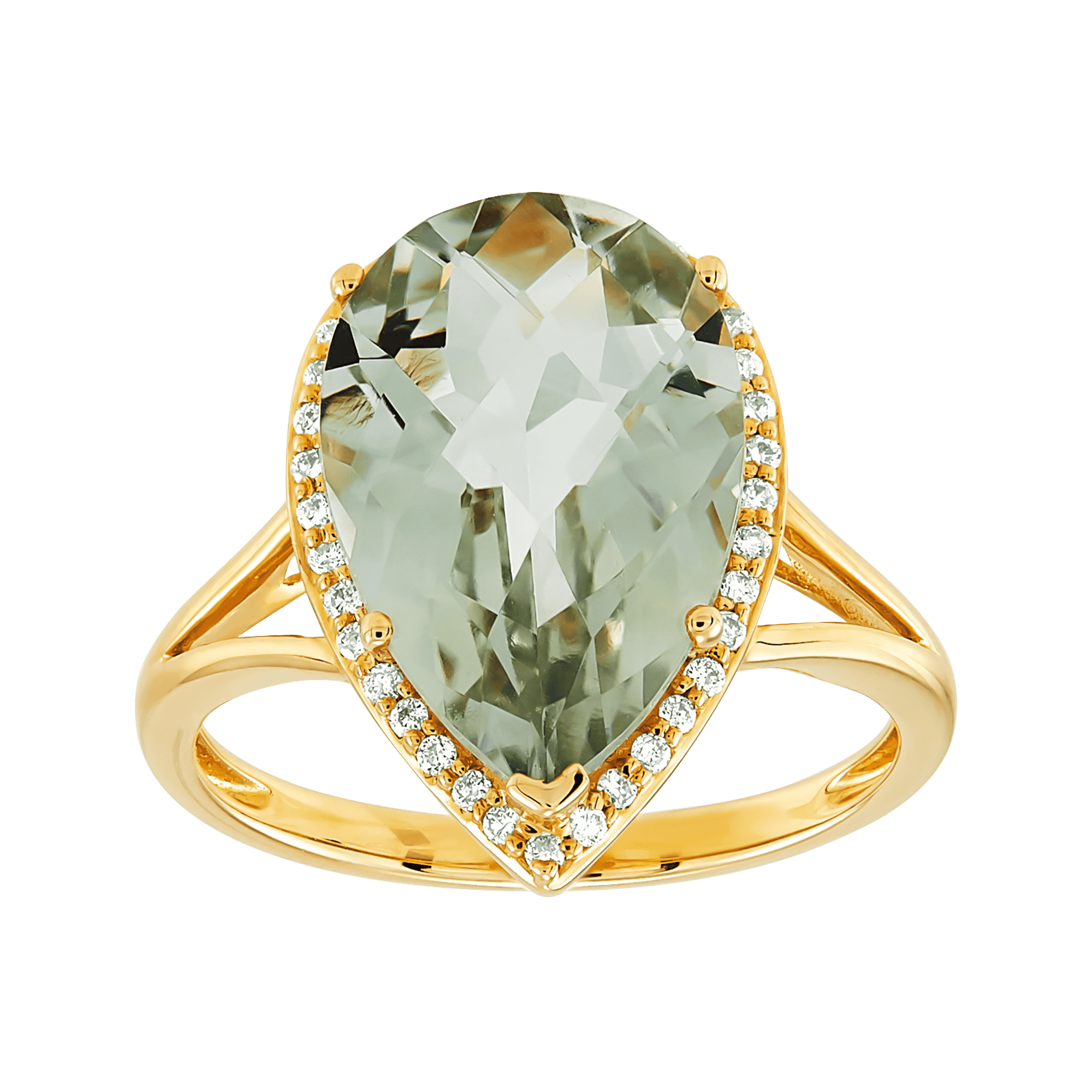 Green Amethyst Pear Engagement Ring